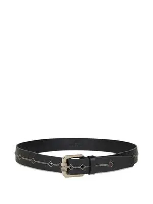 Etro Embroidery Leather Belt - Black