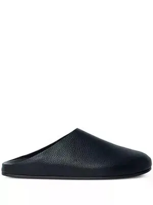 THE ROW Hudson Leather Flat Mules - Black
