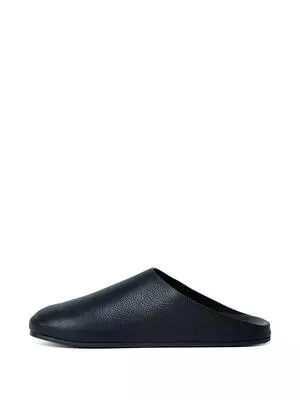 THE ROW Hudson Leather Flat Mules - Black