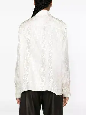 Fendi Ff-jacquard Silk Shirt - Neutrals
