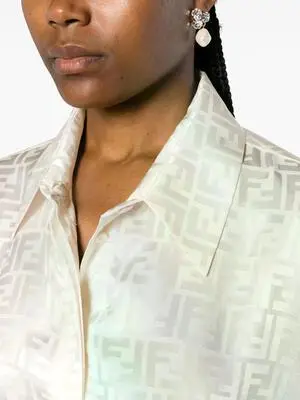 Fendi Ff-jacquard Silk Shirt - Neutrals
