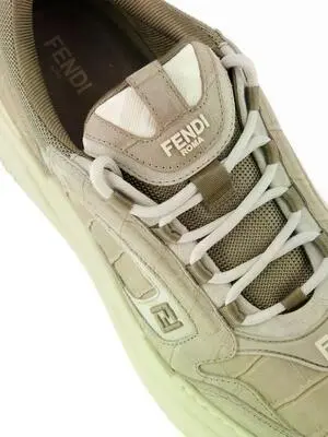 Fendi Force Crocodile-effect Logo Sneakers - Grey