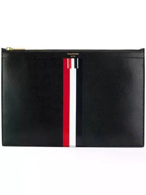 Thom Browne Tricolour Zipper Tablet Holder - Black