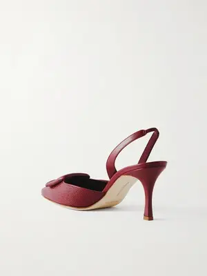 Manolo Blahnik Mayslibi 70 Lizard-effect Leather Slingback Pumps - Red