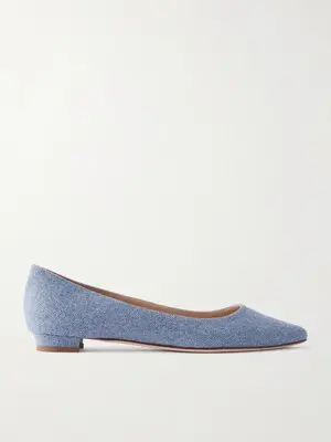 Manolo Blahnik Tweed Ballerina Flats - Gray
