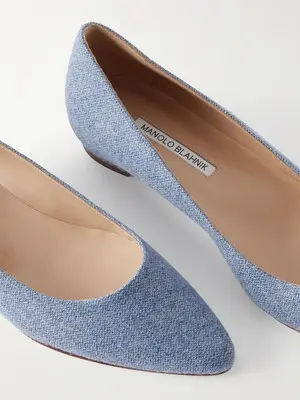 Manolo Blahnik Tweed Ballerina Flats - Gray