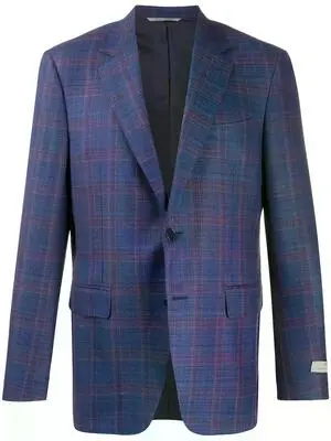 Canali Single-breasted Plaid Blazer - Blue
