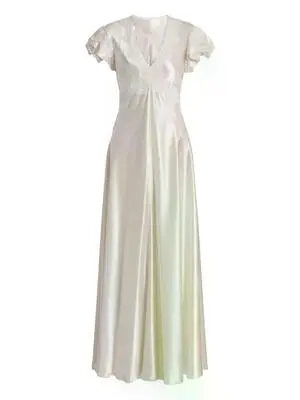 Alberta Ferretti Lace-detail Maxi Dress - Neutrals