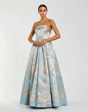 Mac Duggal Strapless Brocade Ball Gown With Pockets