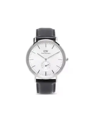 DANIEL WELLINGTON 40mm Multi-eye Leather Strap Watch - Silver