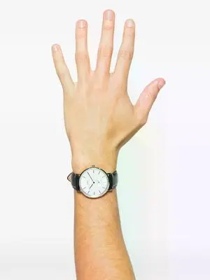 DANIEL WELLINGTON 40mm Multi-eye Leather Strap Watch - Silver