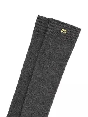 GANNI Logo Knee-high Socks - Grey