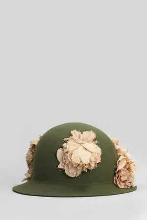 Comme Des Garçons Comme Des Garçons Homme Plus Wool Hat With Flower Detail - Green