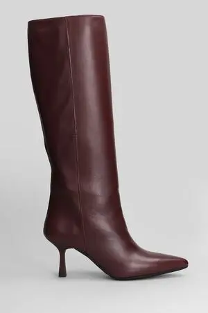 GISEL MOIRE Gilda High Heel Boots - Red