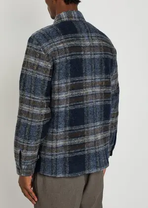 WAX LONDON Whiting Checked Wool-blend Overshirt