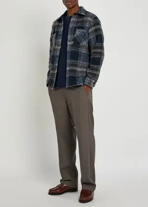 WAX LONDON Whiting Checked Wool-blend Overshirt