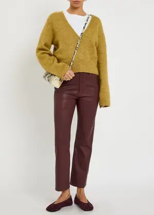 FRAME The Reboot Crop Bootcut Leather Trousers - Red