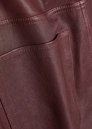 FRAME The Reboot Crop Bootcut Leather Trousers - Red