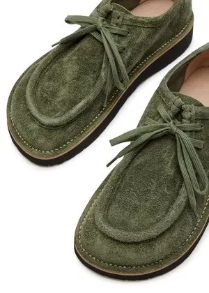 Loewe Faro Brushed Suede Lace-up Shoes - Green