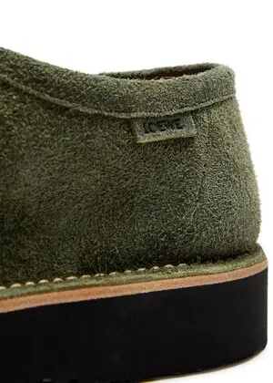 Loewe Faro Brushed Suede Lace-up Shoes - Green