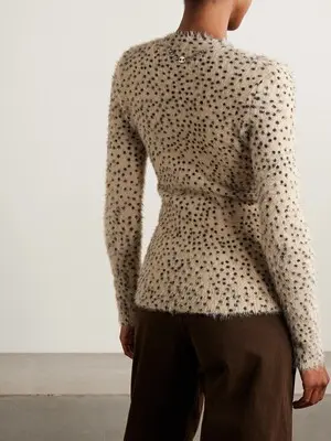 Rabanne Brushed Cheetah-print Stretch-knit Cardigan