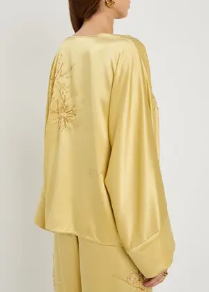 Bernadette Naomi Embellished Stretch-silk Blouse - Yellow