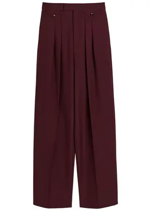Chloé Pleated Straight-leg Wool Trousers - Purple