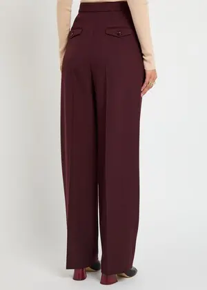 Chloé Pleated Straight-leg Wool Trousers - Purple
