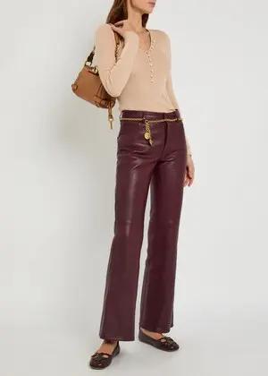 Chloé Grained Leather Flared Trousers