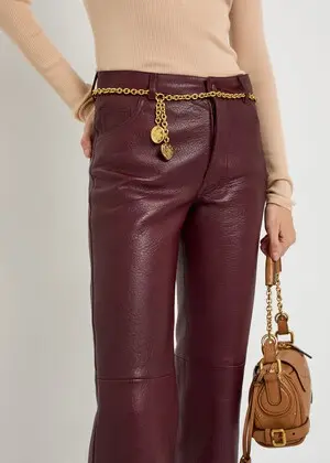 Chloé Grained Leather Flared Trousers