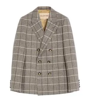 Valentino Garavani Virgin Wool Windowpane Check Double-breasted Blazer