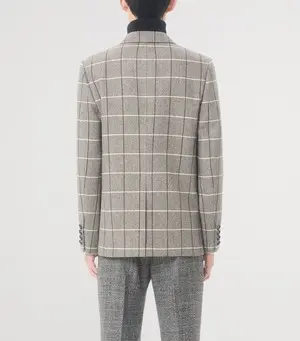 Valentino Garavani Virgin Wool Windowpane Check Double-breasted Blazer