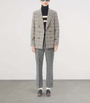 Valentino Garavani Virgin Wool Windowpane Check Double-breasted Blazer