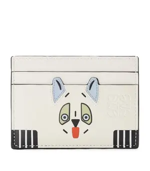 Loewe X Louis Wain Leather Futurist Cat Card Holder - White