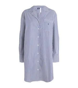Polo Ralph Lauren Cotton Poplin Stripe Pyjama Shirt - Navy