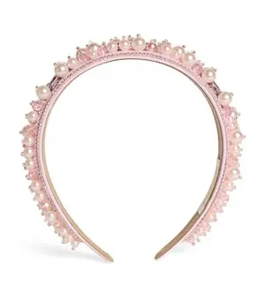 DAVID CHARLES Faux Pearls And Crystal Headband - Pink