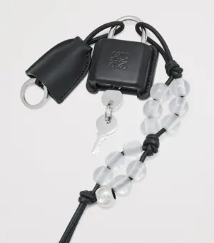 Loewe Leather Amazona Padlock Bag Charm - Black