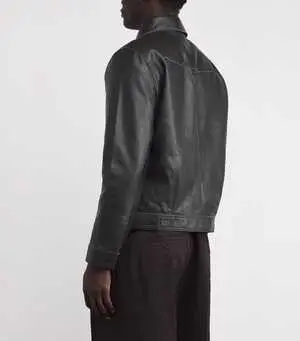 Oliver Peoples Contrast Stitch Leather Jacket - Black