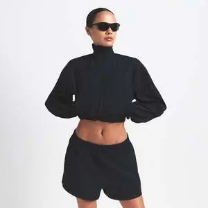 SKIMS Woven Nylon Cropped Jacket - Obsidian