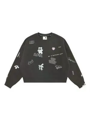 A BATHING APE Appliqué Graphic Sweater - Grey