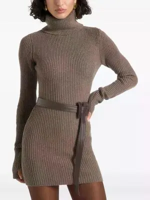 Manière De Voir Kalia Turtleneck Knitted Mini Dress - Brown