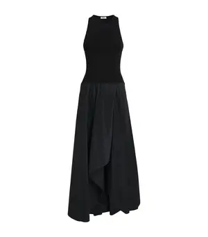ST. AGNI Cotton-blend Asymmetric Maxi Dress