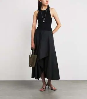 ST. AGNI Cotton-blend Asymmetric Maxi Dress