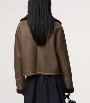 Loewe Lambskin Shearling-collar Aviator Jacket