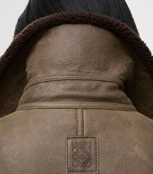 Loewe Lambskin Shearling-collar Aviator Jacket