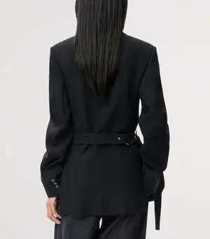 Loewe Wool Draped Blazer - Black