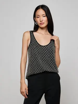 L'Agence Ziggy Crystal Tank Top