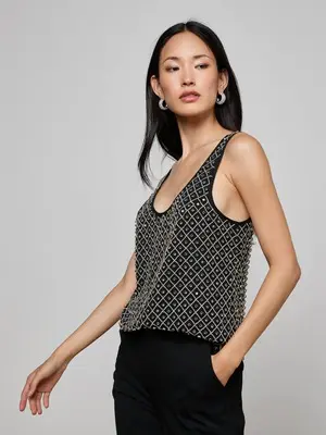 L'Agence Ziggy Crystal Tank Top