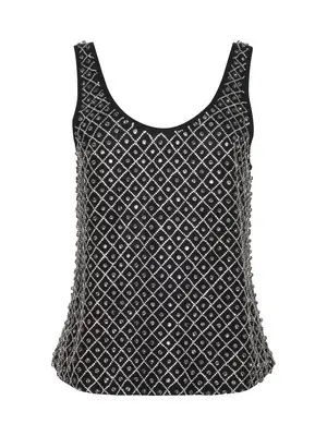 L'Agence Ziggy Crystal Tank Top