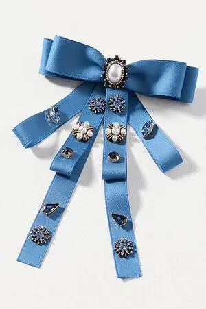 Anthropologie Embellished Bow Barrette - Blue